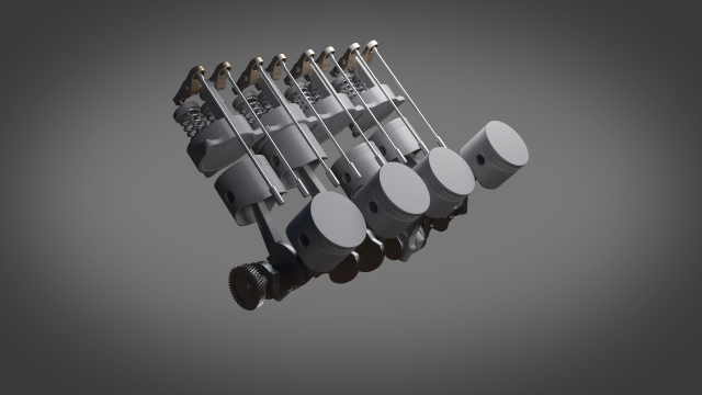 engine 3D Model in Parts 3DExport