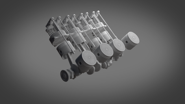 engine 3D Model in Parts 3DExport