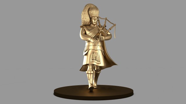 bagpiper fat manin gold color 3D Model in Man 3DExport