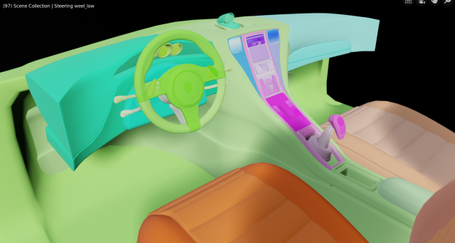 Car interior 3D Model in Cart 3DExport