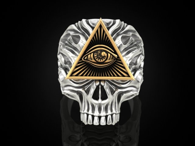 All seeing eye skull ring 3D Print Model in Rings 3DExport