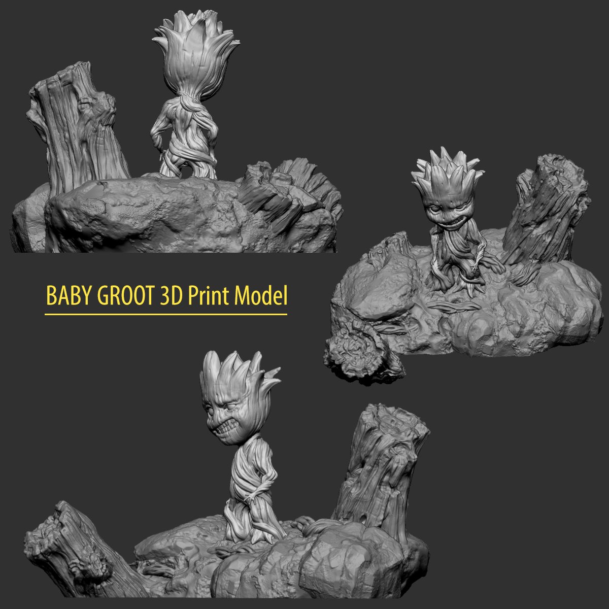 baby groot 3d print model Modèles d'impression 3D in Monstres ...