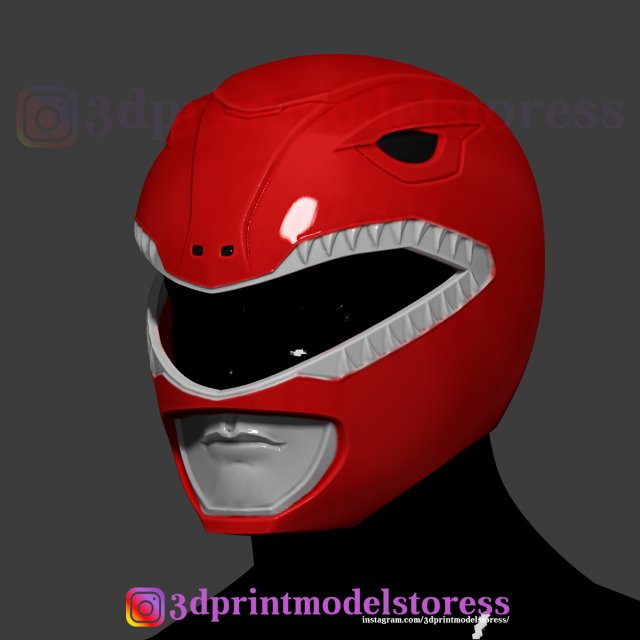 red ranger mighty morphin power ranger helmet cosplay stl file 3D Print ...