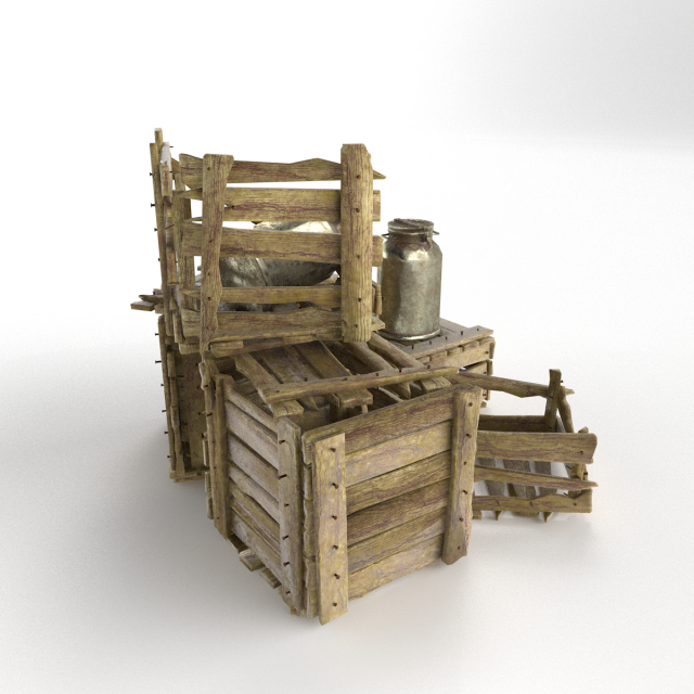 old wooden box 3D Model in Shipping Containers 3DExport