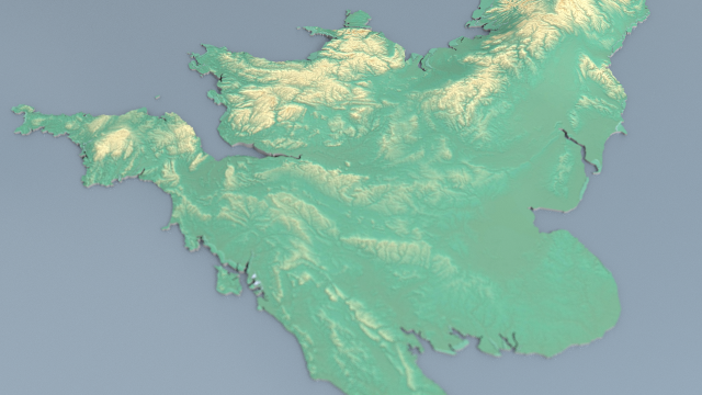 3d map - uk with relief 5k 3D Model in Landscapes 3DExport