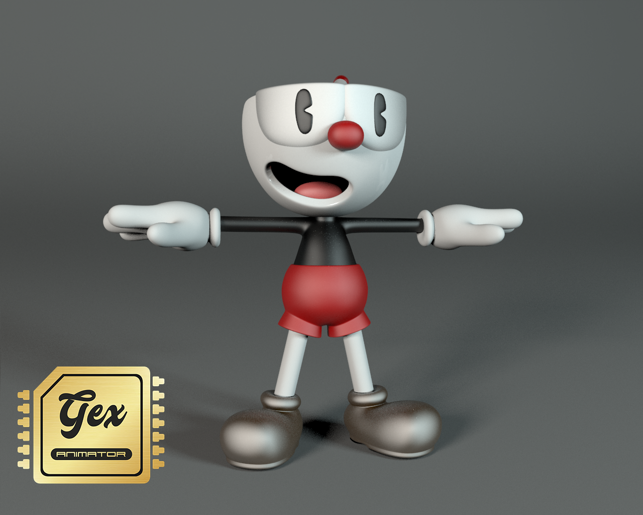 cuphead 3D Model in Cartoon 3DExport