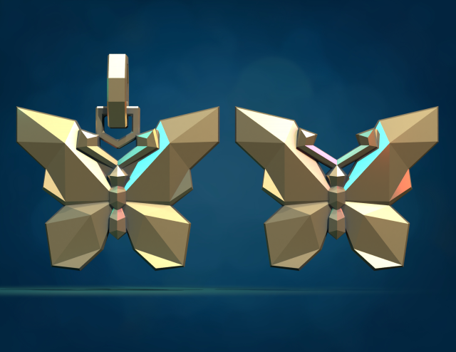 Butterfly Low Poly 3D Print Model in Pendants 3DExport