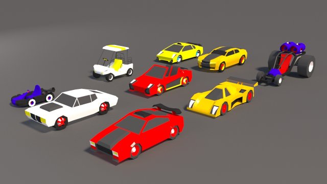 low poly car pack 01 3D Model in Racing 3DExport