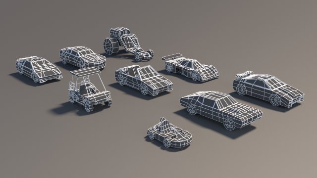 low poly car pack 01 3D Model in Racing 3DExport