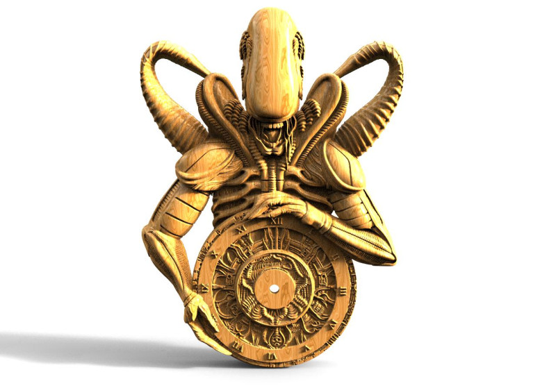 Alien wall clock CNC 3D Print Model in Sculpture 3DExport