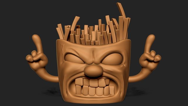 Angry french fries 3D Print Model in Figurines 3DExport