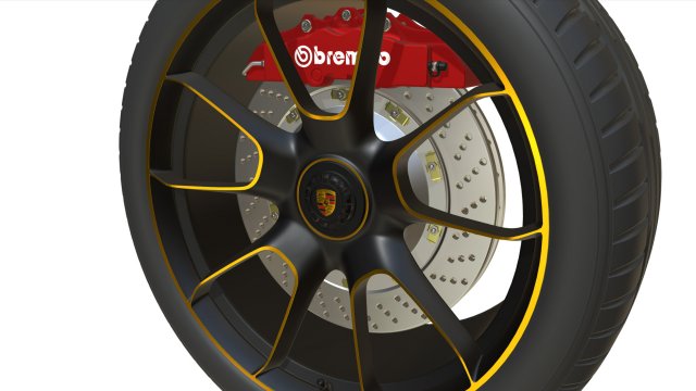 porsche wheel 3D Model in Parts of auto 3DExport