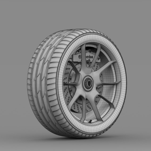 porsche wheel 3D Model in Parts of auto 3DExport