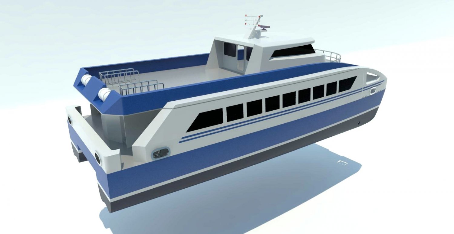 23m Catamaran Ferry 3D Model in Commercial 3DExport