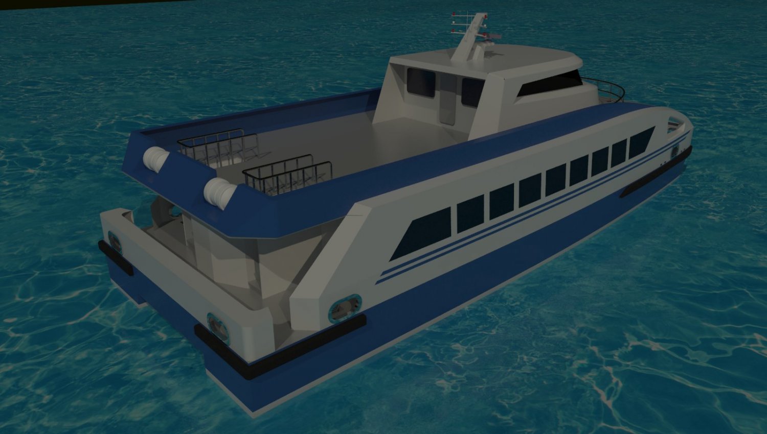 23m Catamaran Ferry 3D Model in Commercial 3DExport