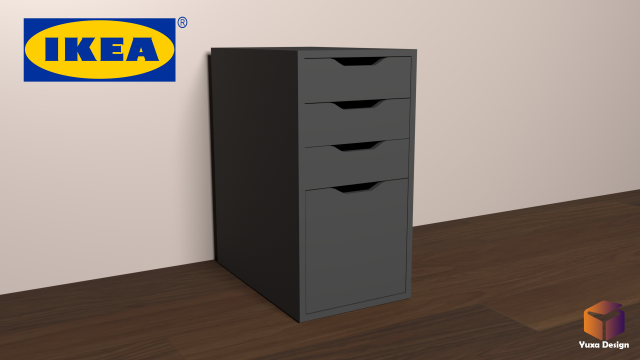 ikea alex desk drawer unit - drop file storage 3D Model in Desk 3DExport