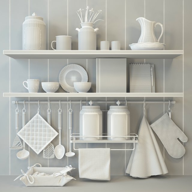 set for kitchen 1 3D Model in Cookware Tools 3DExport