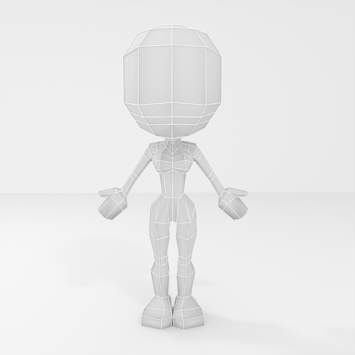 Female cartoon low-poly character base mesh 3D Model in Cartoon 3DExport