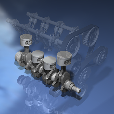 engine inline four-cylinder 3D Model in Parts of auto 3DExport