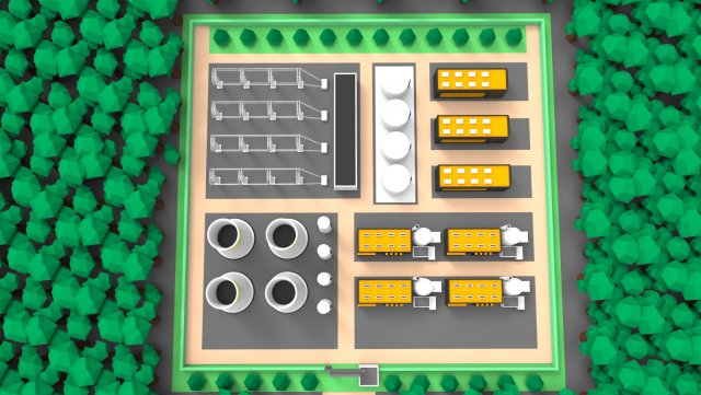 low poly nuclear power plant 3D Model in Environment 3DExport