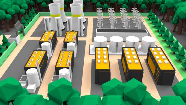 low poly nuclear power plant 3D Model in Environment 3DExport