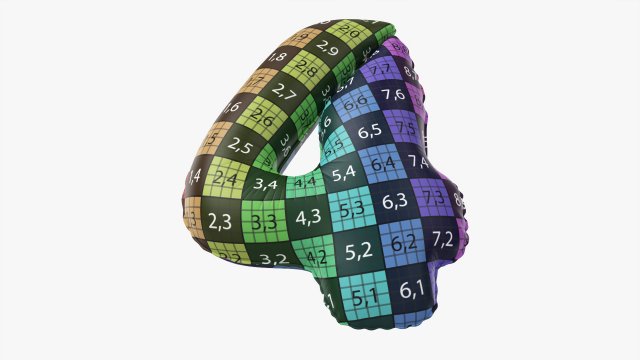 Foil balloon number 4 four 3D Model in Other 3DExport