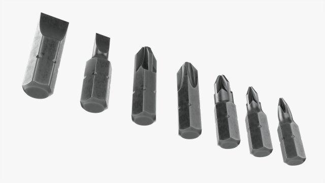 Screwdriver Bit Set 3D Model in Tools 3DExport