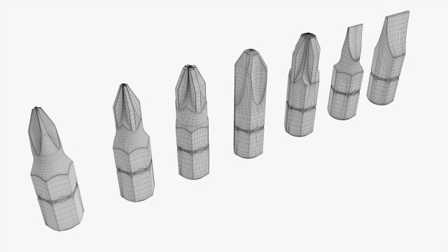 Screwdriver Bit Set 3D Model in Tools 3DExport
