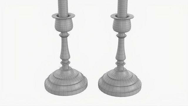 Candlestick Pair With Candles 3D Model in Miscellaneous 3DExport