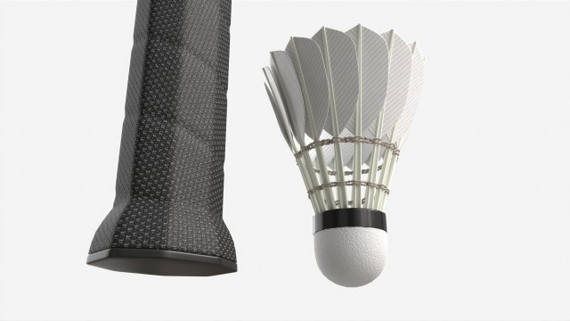 Badminton Racquets with Shuttlecock 3D Model in Sports Equipment 3DExport