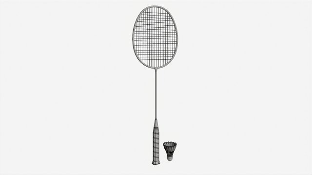Badminton Racquets with Shuttlecock 3D Model in Sports Equipment 3DExport