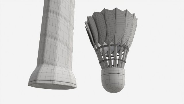 Badminton Racquets with Shuttlecock 3D Model in Sports Equipment 3DExport