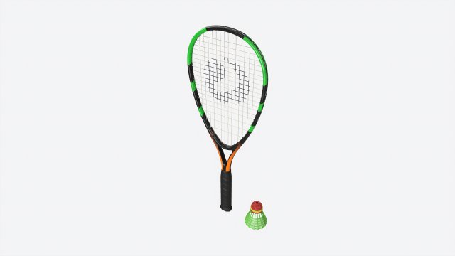 Speedminton Racquet with Shuttlecock 3D Model in Sports Equipment 3DExport