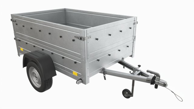 Single axle car trailer with extra walls jockey wheel 3D Model in ...