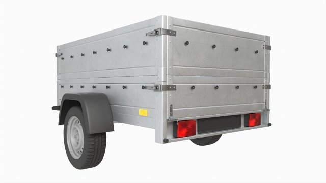 Single axle car trailer with extra walls jockey wheel 3D Model in ...