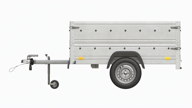 Single axle car trailer with extra walls jockey wheel 3D Model in ...
