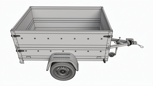Single axle car trailer with extra walls jockey wheel 3D Model in ...