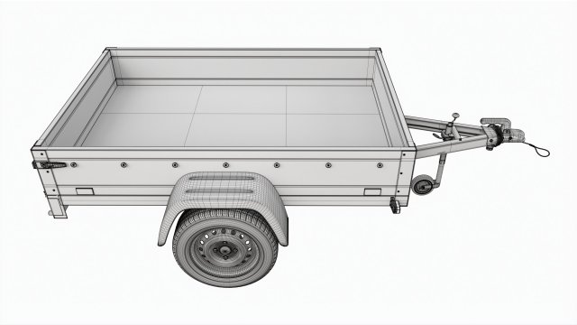 Single axle car trailer with jockey wheel 3D Model in Trailers 3DExport