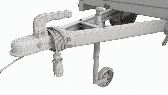 Single axle car trailer with jockey wheel 3D Model in Trailers 3DExport