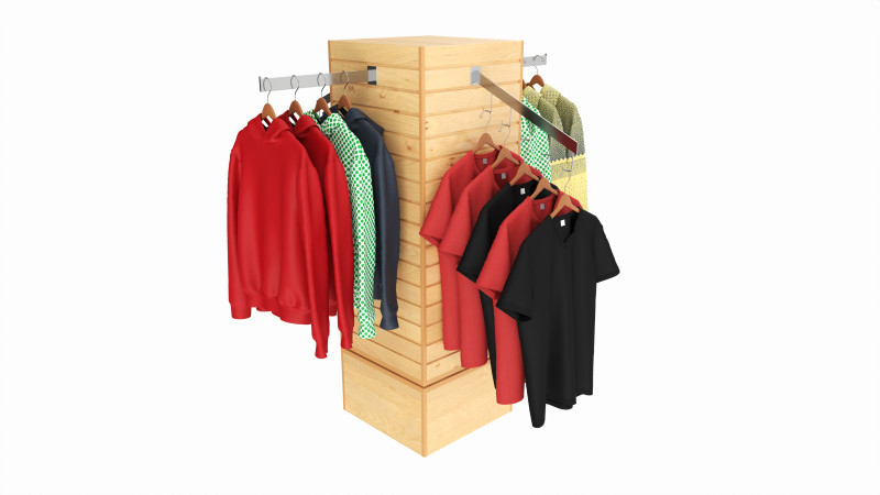Store Clothing Rotating Slatwall Cube Merchandiser 3D Model in Clothing ...