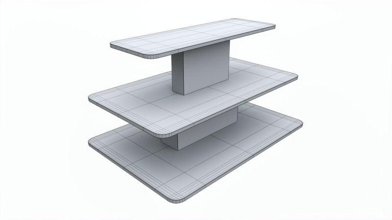 Three Tier Rectangle Table 3D Model in Other 3DExport