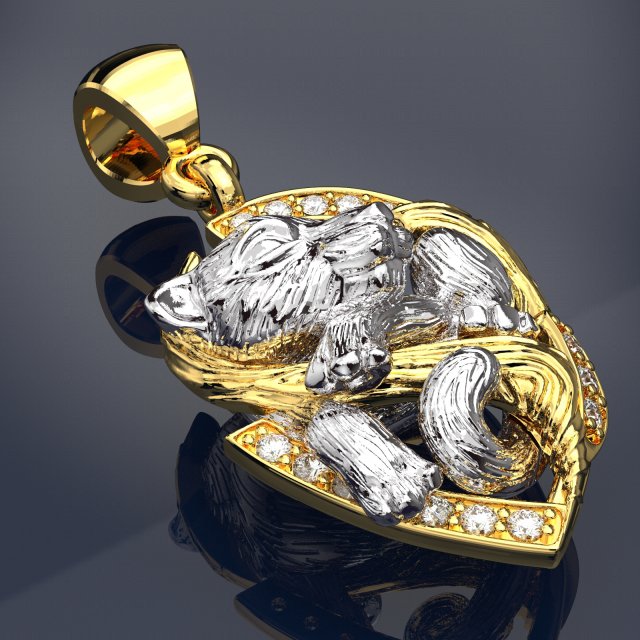 Cat Pendant-necklace Jewelry 3dm file and keyshot file rendering 3D ...