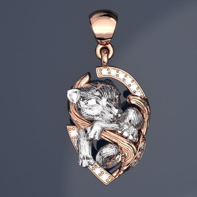 Cat Pendant-necklace Jewelry 3dm file and keyshot file rendering 3D ...