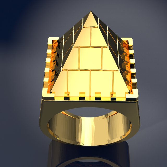 Egyptian Pyramids Big Ring file STL 3D Model in Jewellery 3DExport