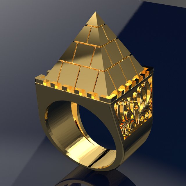 Egyptian Pyramids Big Ring file STL 3D Model in Jewellery 3DExport