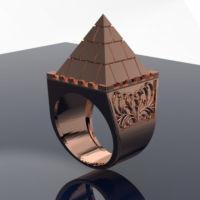 Egyptian Pyramids Big Ring file STL 3D Model in Jewellery 3DExport