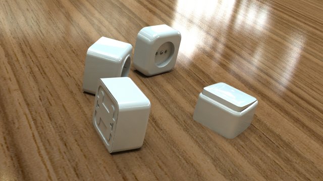 bundle power sockets and light switch 3D Model in Parts 3DExport