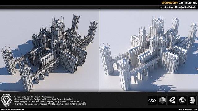 gondor catedral 3D Model in Fantasy 3DExport
