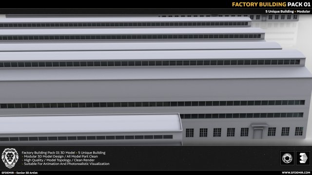 factory building kitbash 3D Model in Landmarks 3DExport