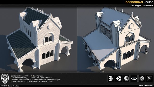 gondor house building 3D Model in Fantasy 3DExport
